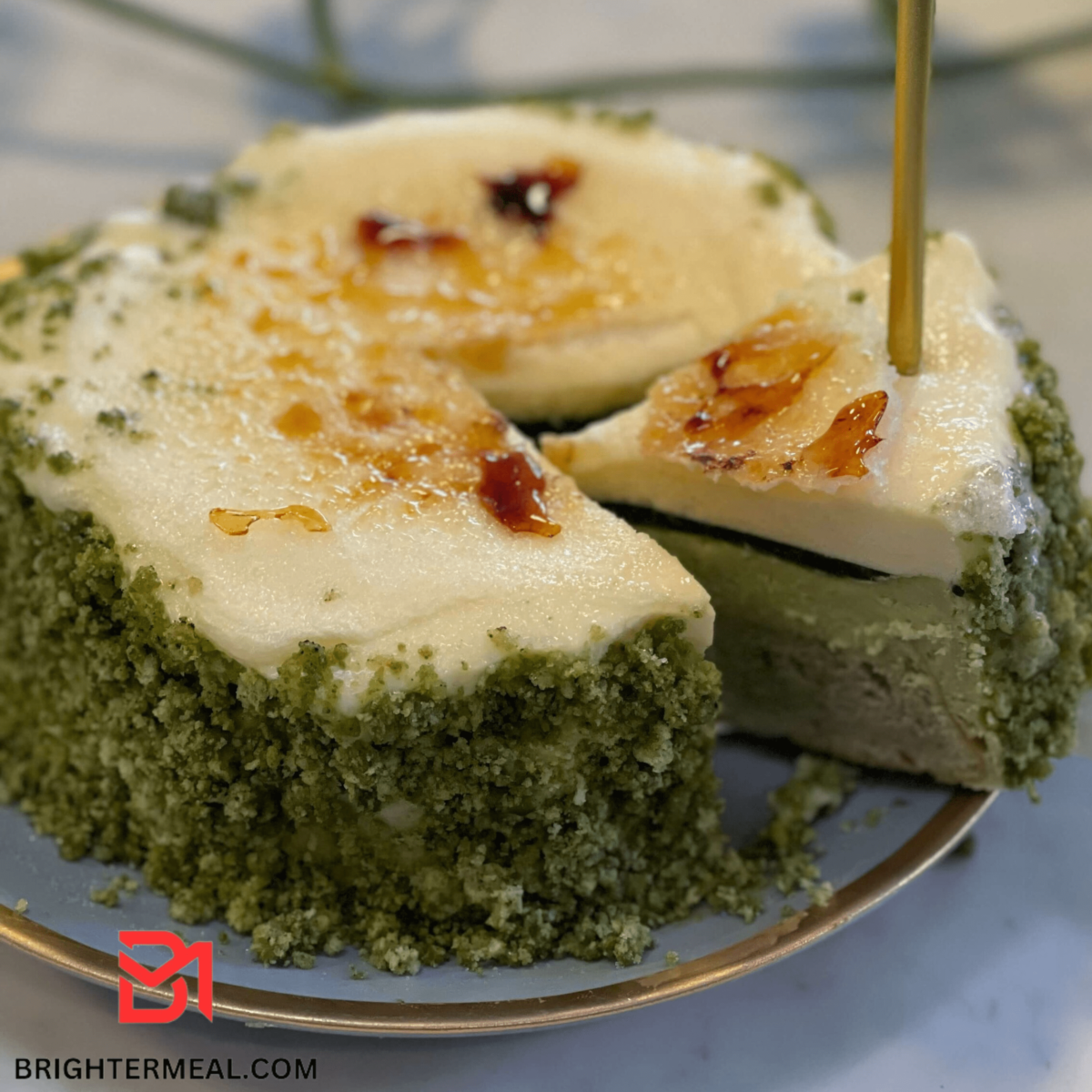 Matcha Crème Brûlée Double Fromage Cheesecake